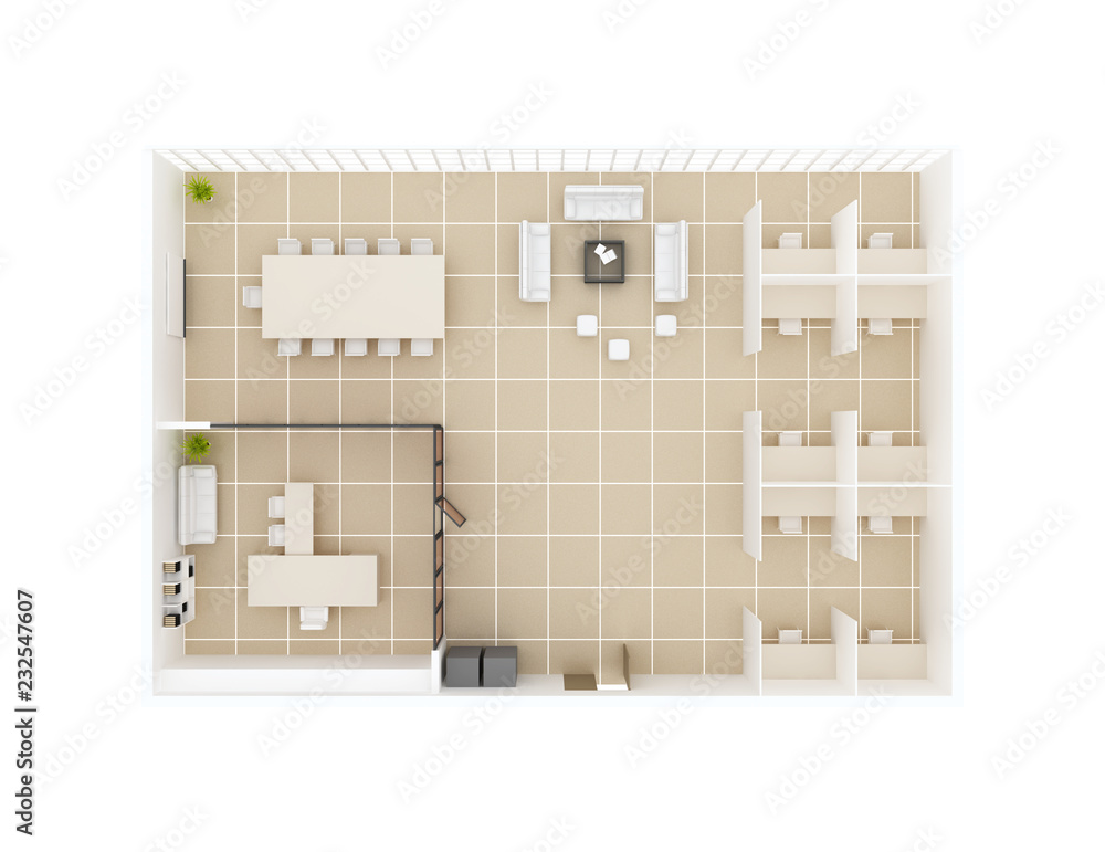 Office floor plan view above Stock Illustration | Adobe Stock
