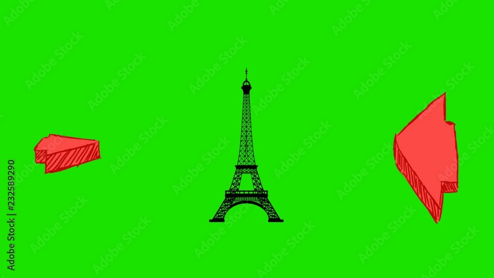 Eiffel Tower - Hand Drawn Animation - 2D Drawing Stock Video | Adobe Stock