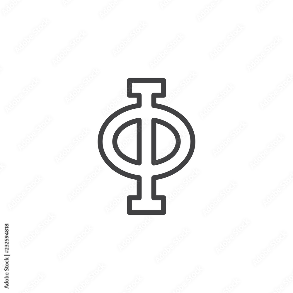 Phi letter outline icon. linear style sign for mobile concept and web ...