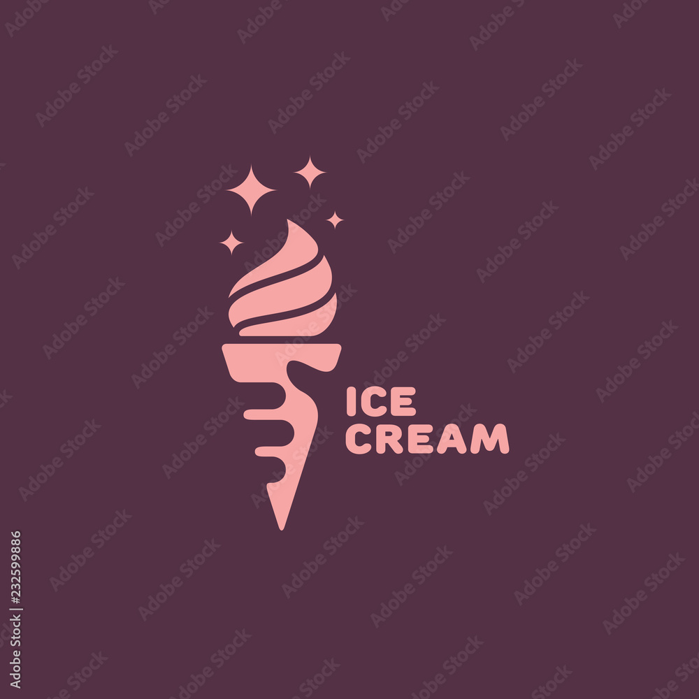 Ice cream logo Stock Vector | Adobe Stock