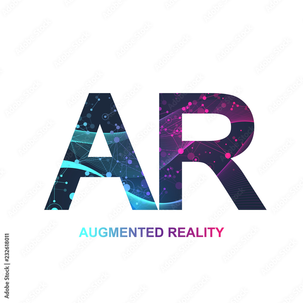 Augmented reality concept banner, AR. Virtual reality and augmented ...