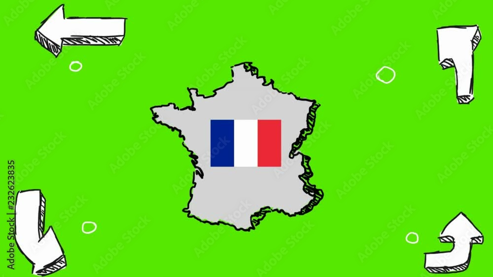 France - Hand Drawn Animation - 2D Drawing Stock 비디오 | Adobe Stock