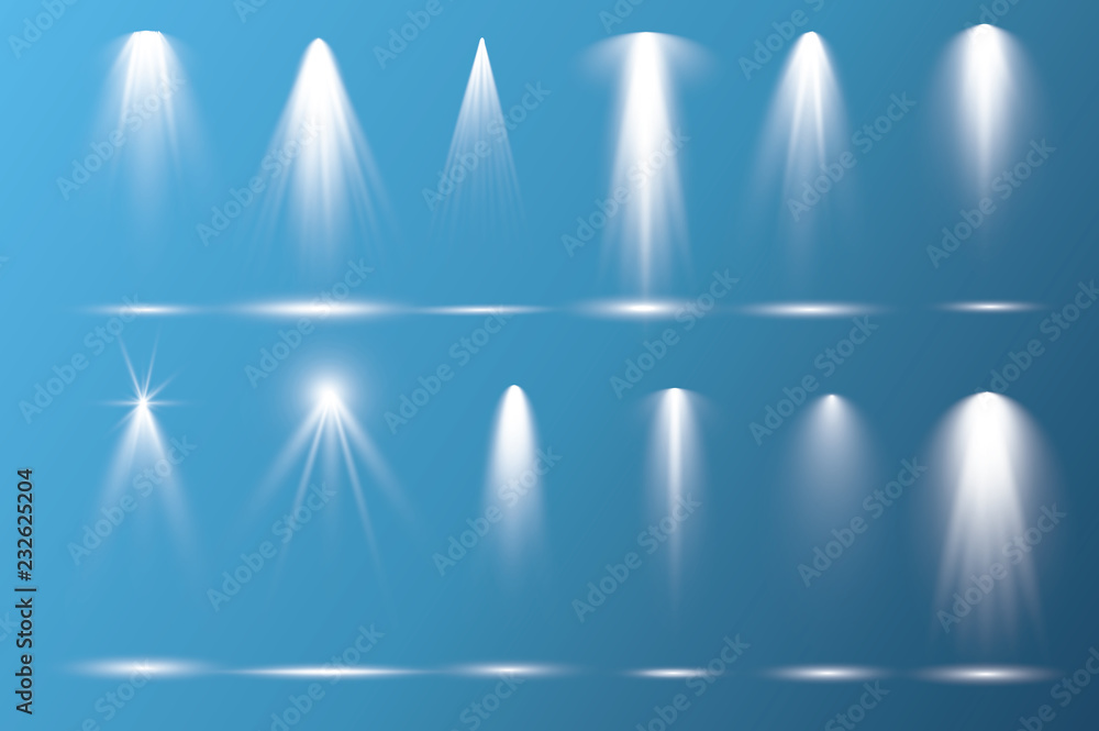 Scene illumination collection, transparent effects. Bright lighting ...