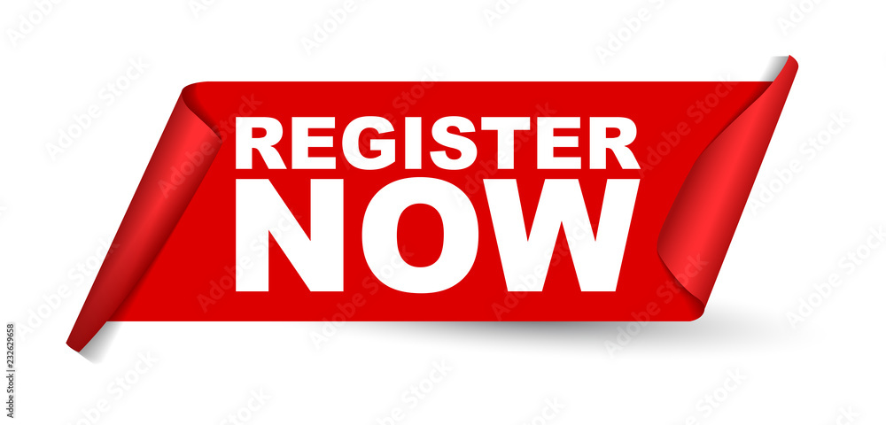 red vector banner register now Stock Vector | Adobe Stock