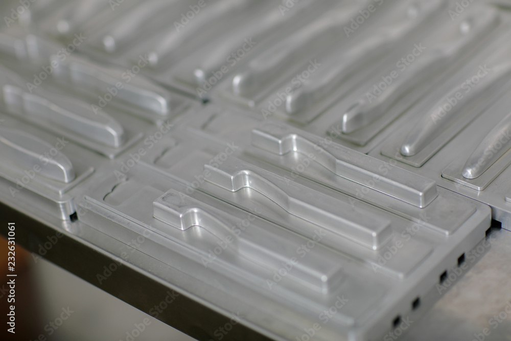 Metal mold for plastic toothbrush mold parts, images with small depth ...