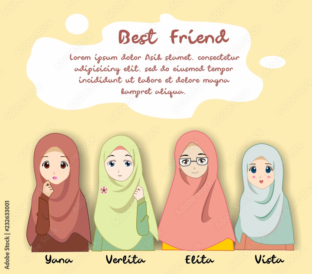 vector of muslimah women for friendship, muslim women Stock Vector ...