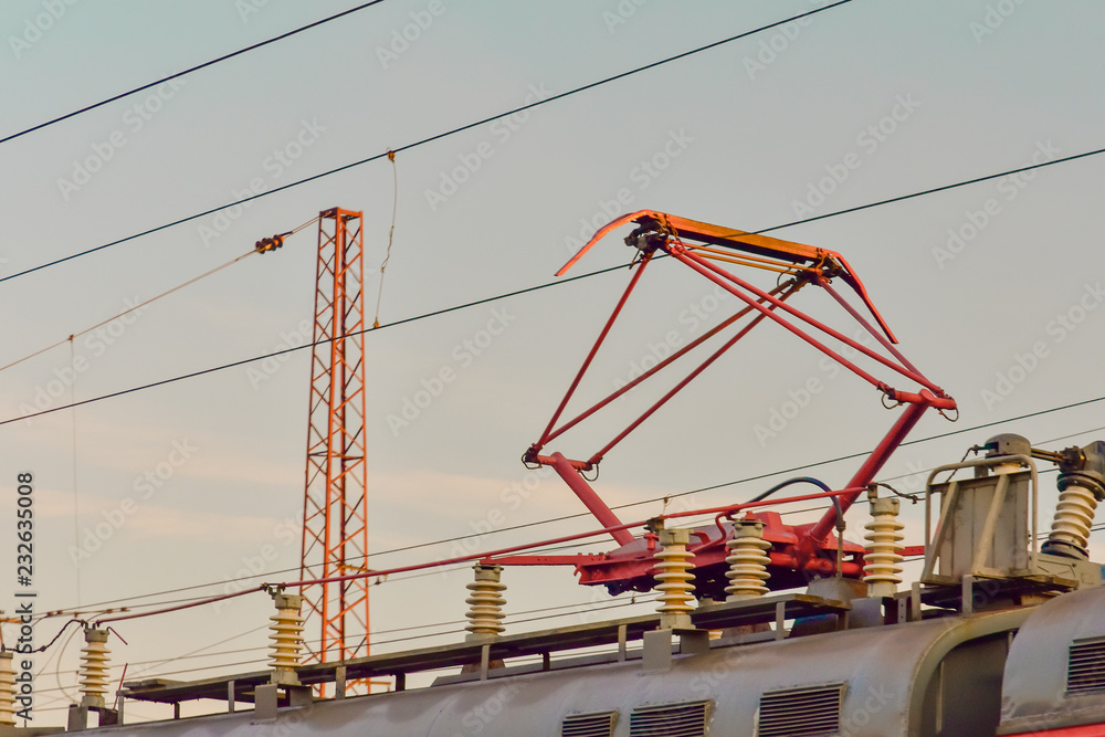 Poster Electric train trolley pole railway electrification system ...