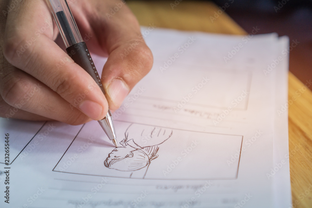 Storyboard or storytelling drawing creative for movie process pre ...