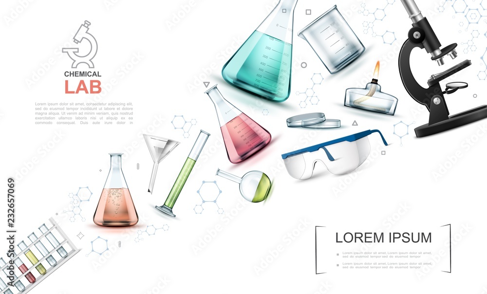 Realistic Laboratory Research Elements Template Stock Vector | Adobe Stock