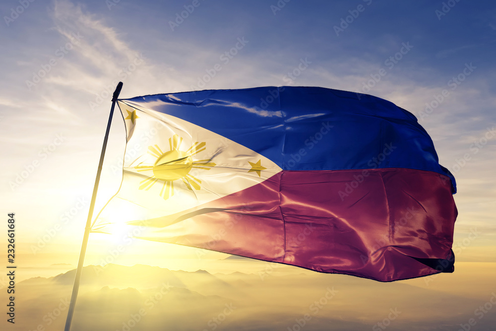 Philippines Philippine flag textile cloth fabric waving on the top ...