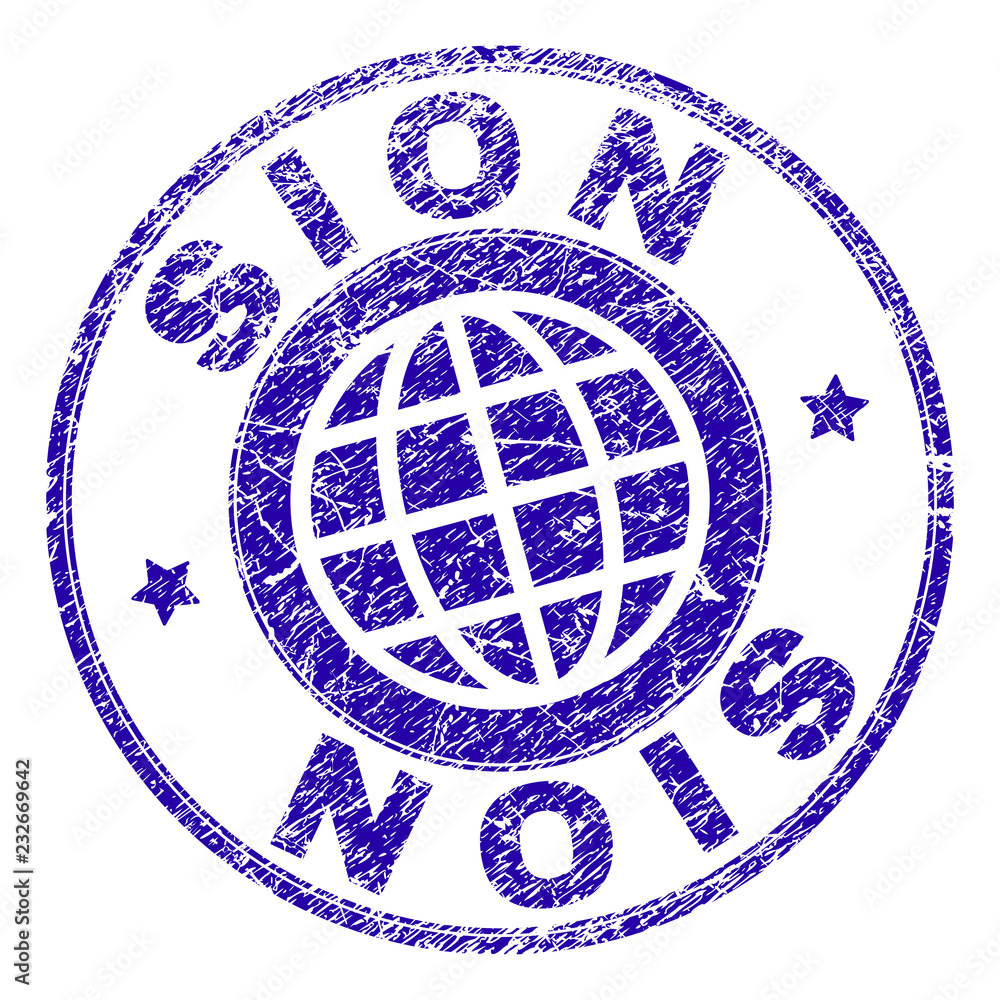 SION stamp watermark with distress texture. Blue vector rubber seal ...