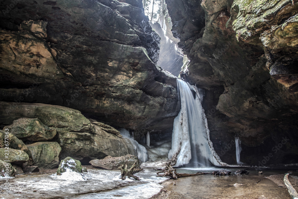Hocking Hills Ohio Spring Landscape. Beautiful spring day starts to ...