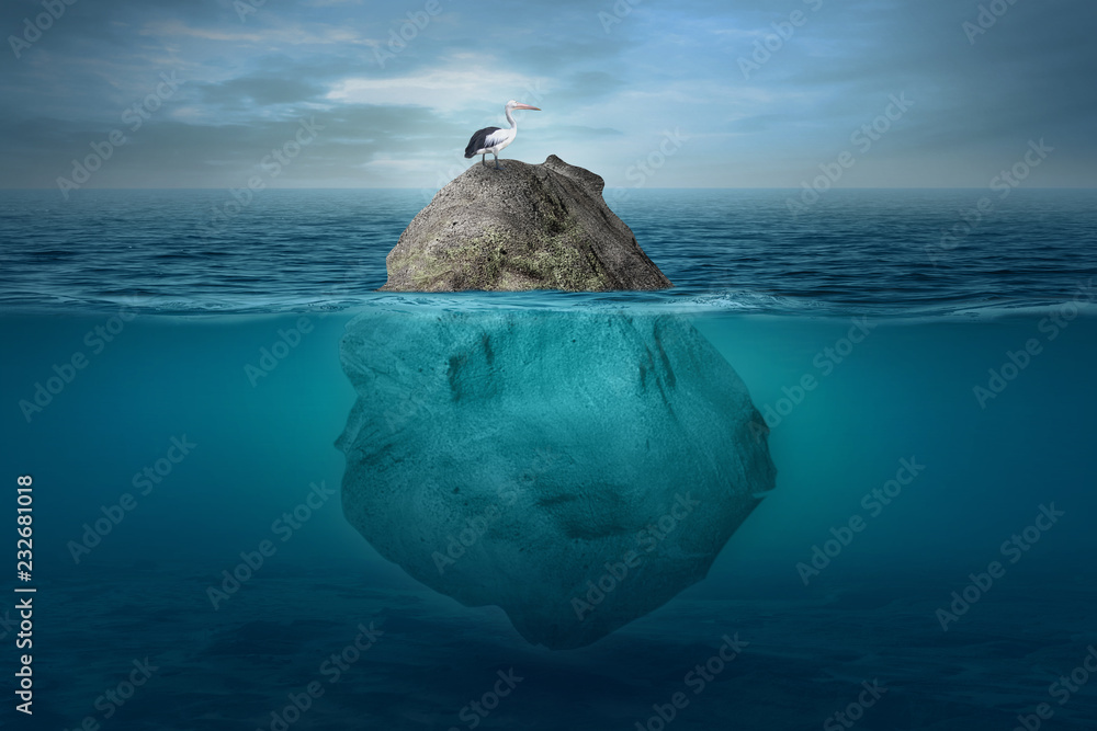 Ilustrace „Beautiful underwater scenery with a small island above which ...