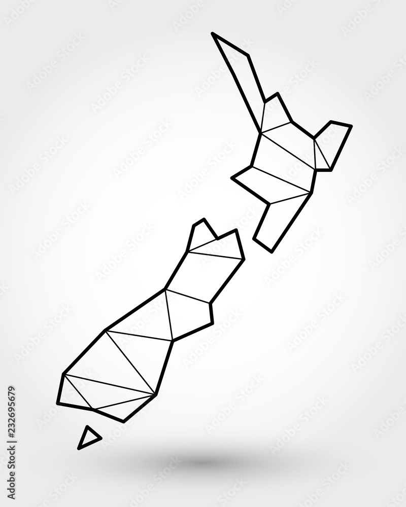 black outline map of New Zealand Stock Vector | Adobe Stock