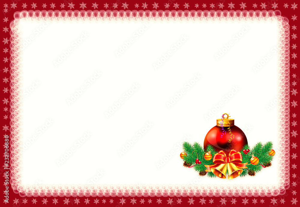 Christmas frame on white background Stock Illustration | Adobe Stock