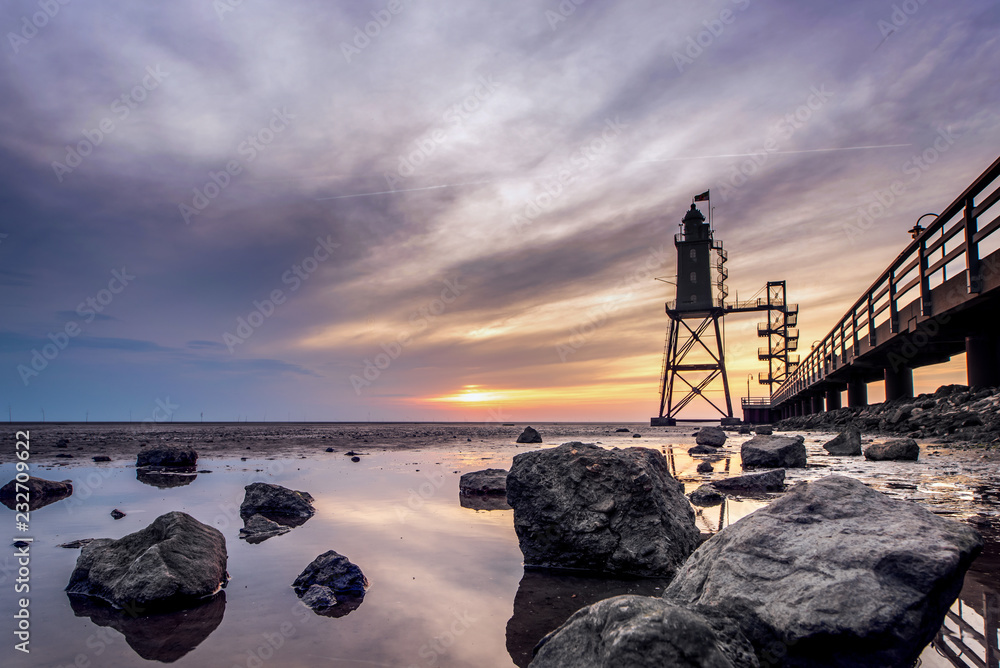 The former lighthouse Eversand-Oberfeuer built in 1886/87 is now a ...