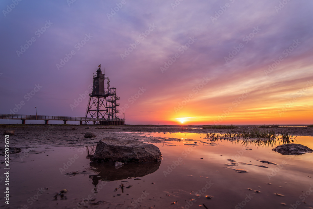 The former lighthouse Eversand-Oberfeuer built in 1886/87 is now a ...