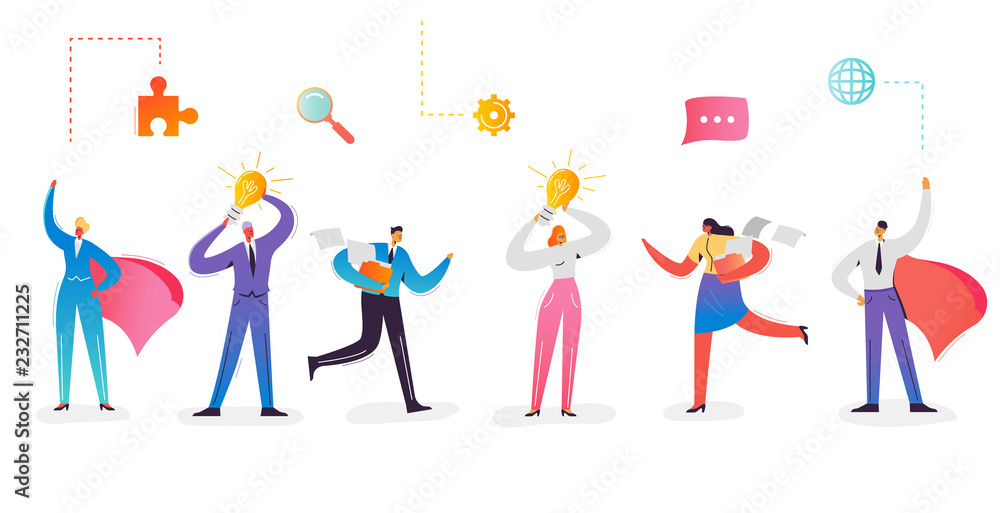 Business Characters Collection. Businesswoman with Light Bulb. Super ...