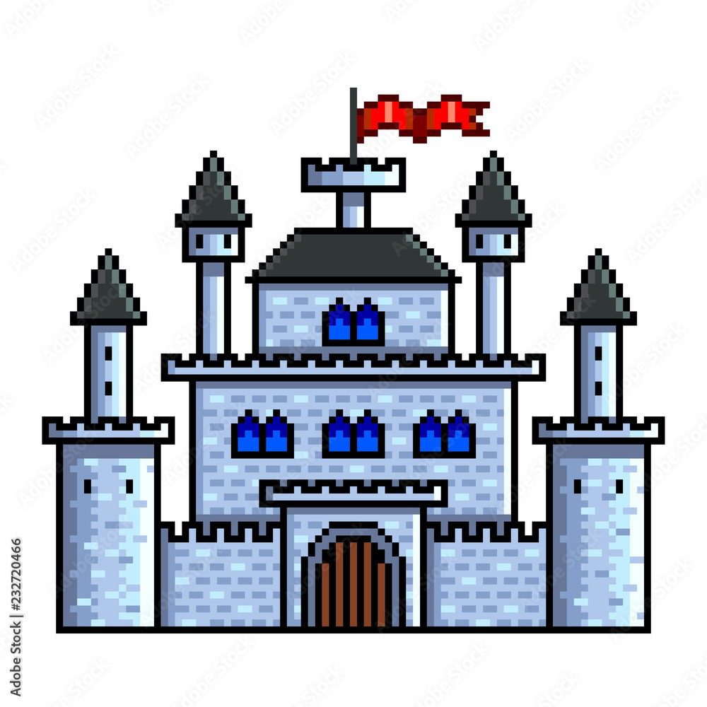 Pixel old castle detailed illustration isolated vector Stock Vector ...