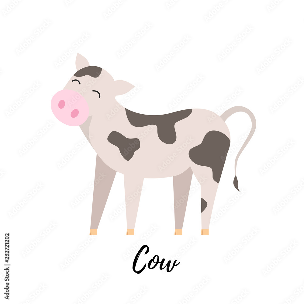 Cute cow kid isolated. Domestic calf vector illustration Stock Vector ...