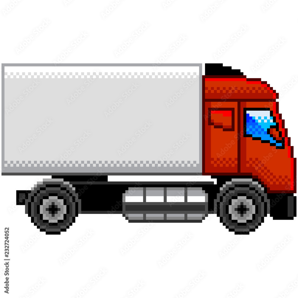 Pixel truck profile detailed illustration isolated vector Stock Vector ...