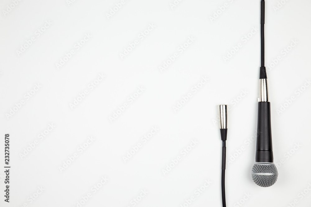Mic and Cable Isolated on White Background Stock Photo | Adobe Stock