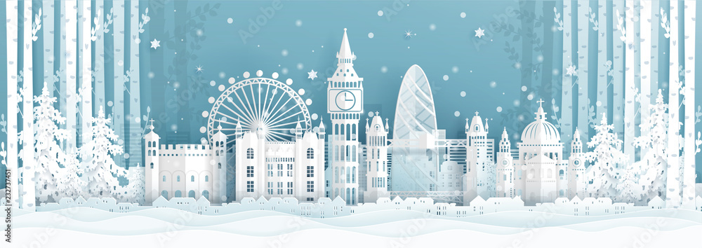 Vektorová grafika „Panorama postcard and travel poster of world famous ...