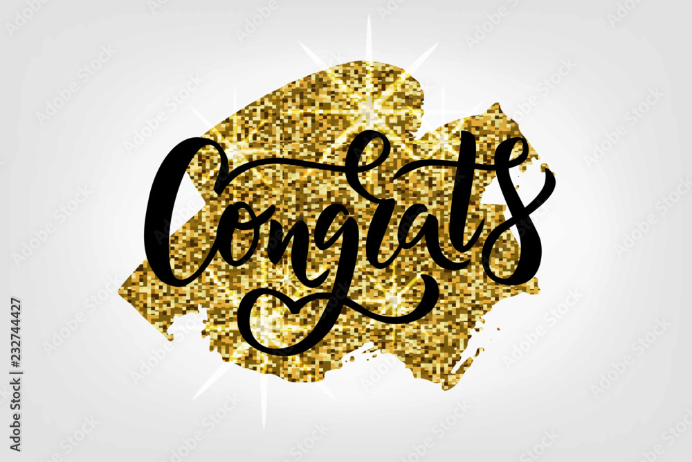 Hand sketched Congrats text as banner, badge and icon, card, invitation ...