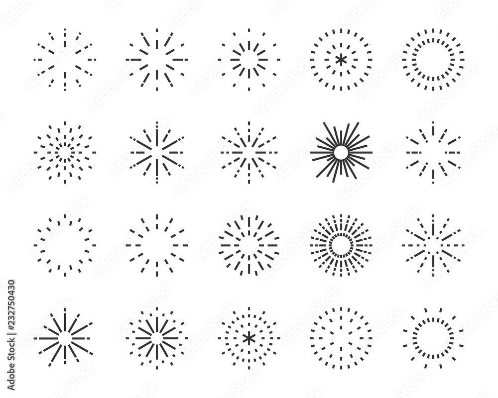 firework line icon set, happy new year firework Stock Vector | Adobe Stock