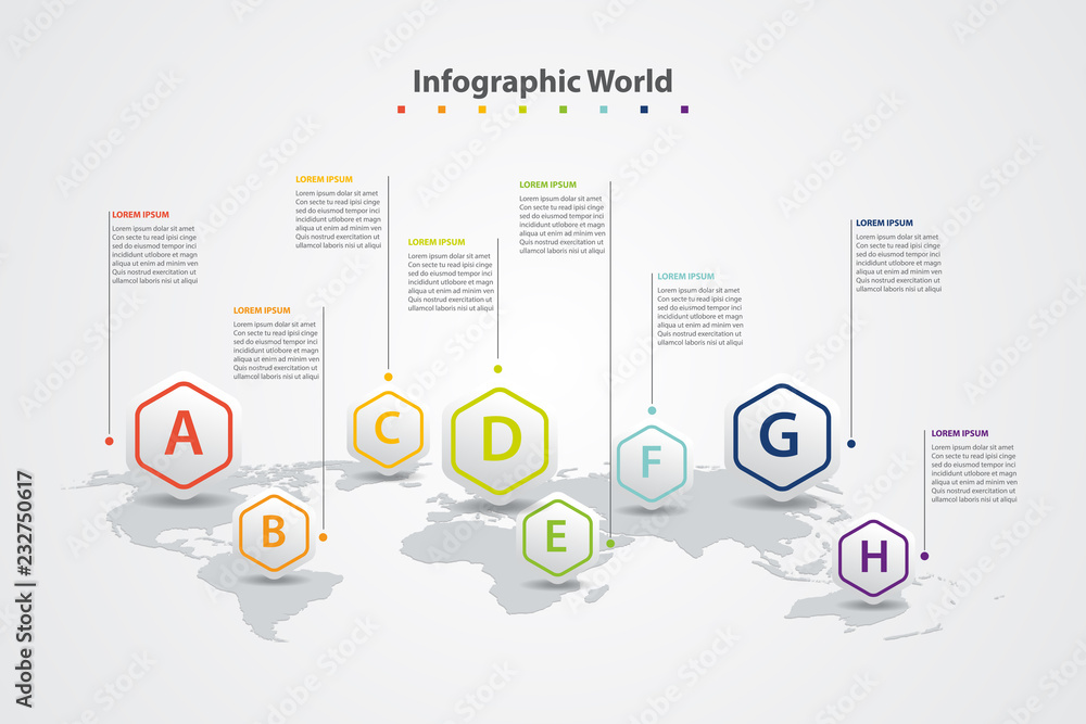 infographic country world map, international world flags, continents ...