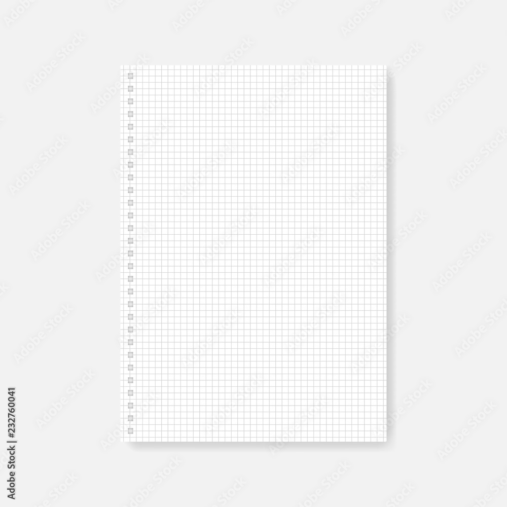 Square hole punched A4 white cross section paper sheet, mock-up Stock ...