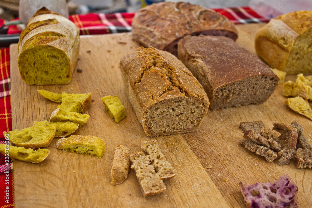 Homemade healthy bread gluten free. Colorful bread made from healthy ...