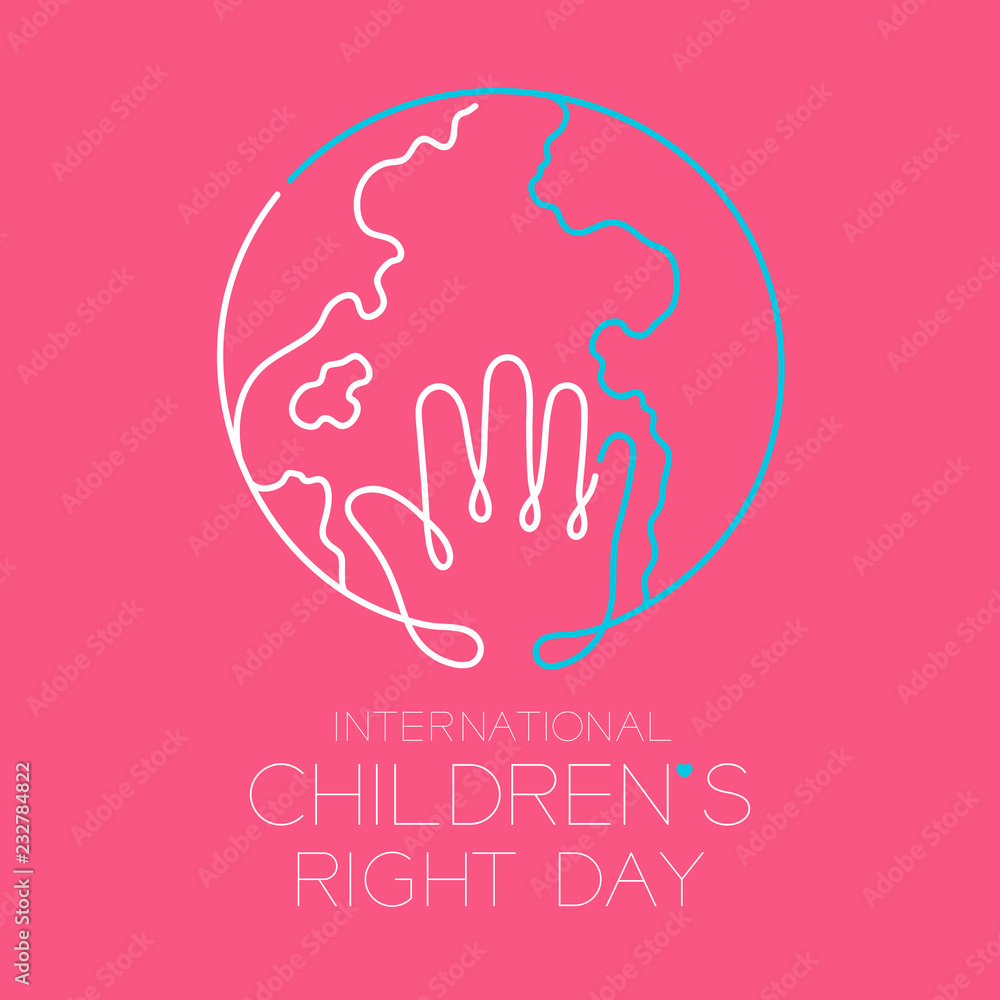 International Children's Right Day logo icon outline stroke set, hand ...