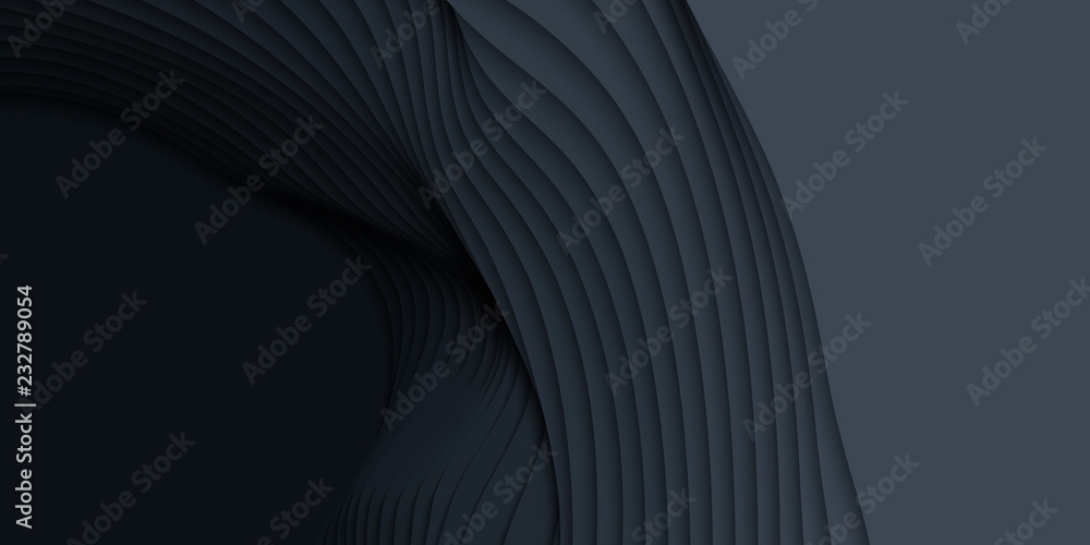 Vector 3D abstract background with paper cut shapes. Dark carving art ...