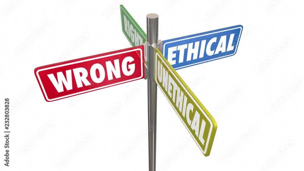 Right Wrong Ethical Unethical Road Street Signs 3d Animation Stock ビデオ ...