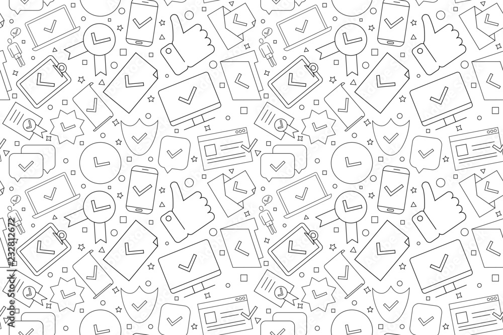 Approve background from line icon. Linear vector pattern. Vector ...