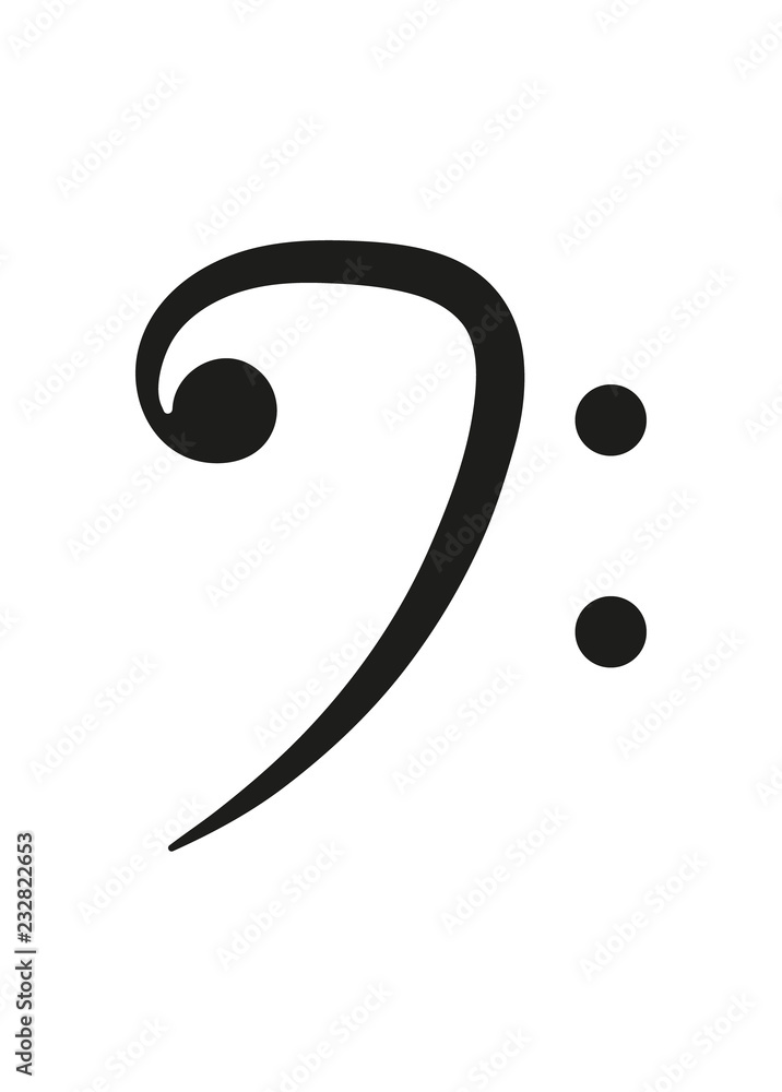 Bass clef icon. Music symbol. Vector illustration in flat design ...