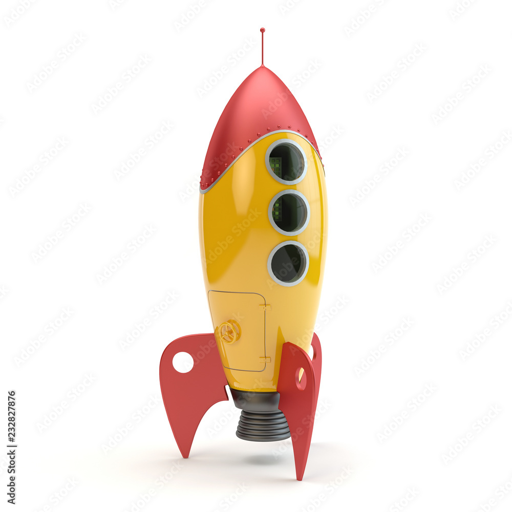 Yellow rocket, white background Stock Illustration | Adobe Stock