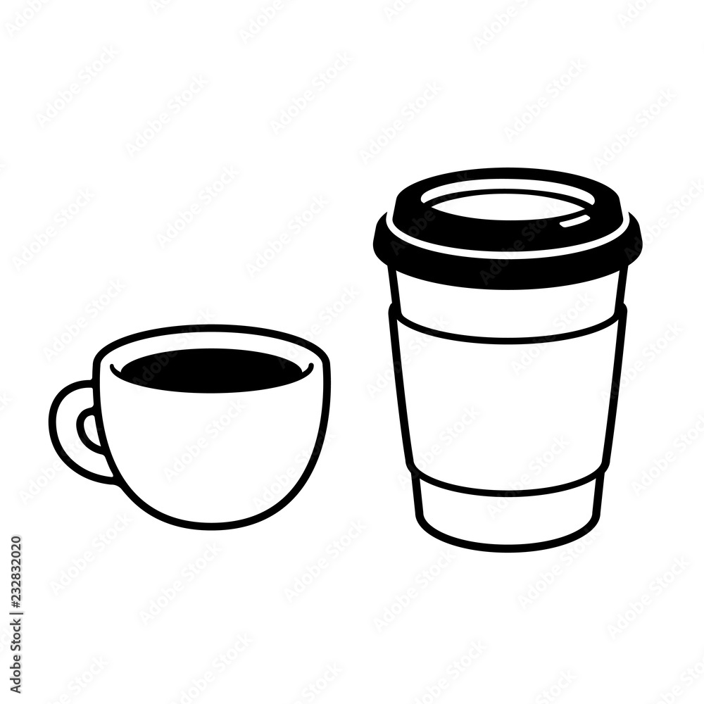Two coffee cups drawing Stock Vector | Adobe Stock