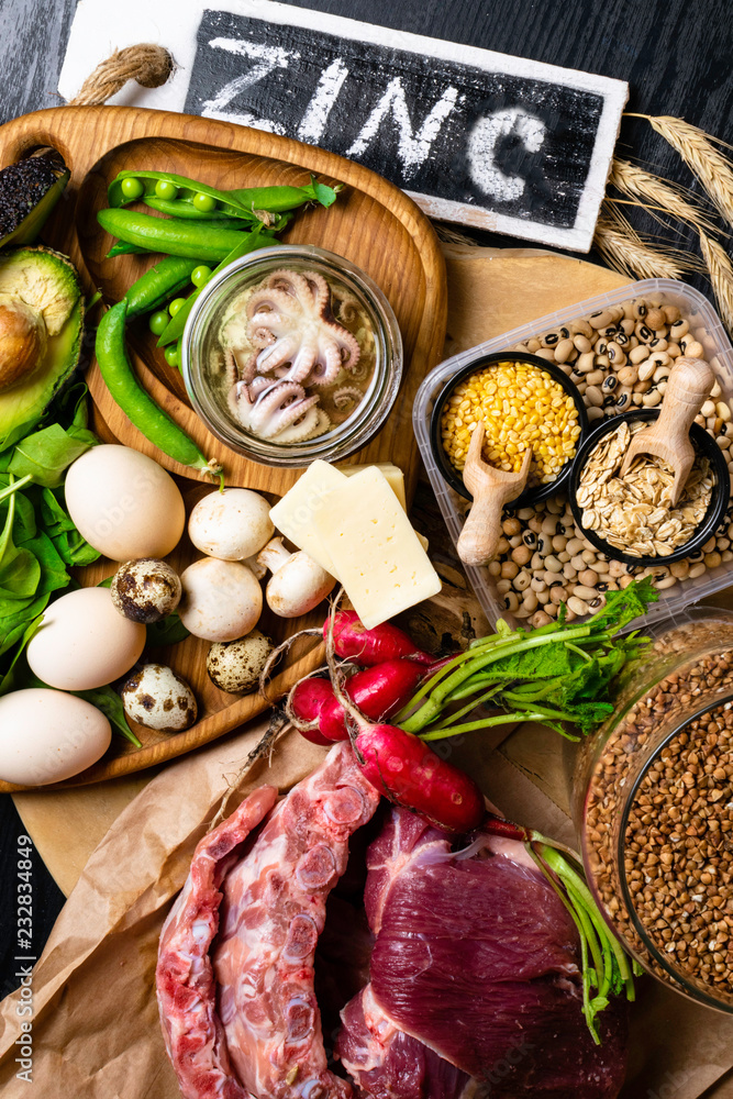 Foods High in Zinc Top view Stock Photo | Adobe Stock