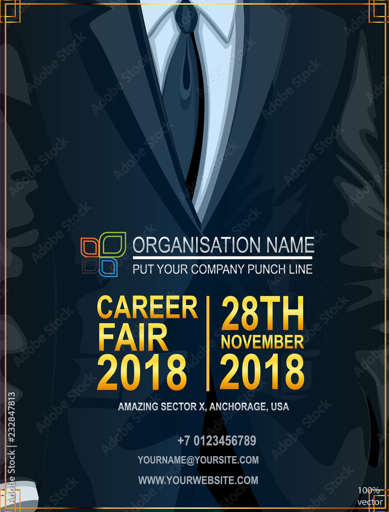 Hiring recruitment design poster with business suit and tie. We are ...