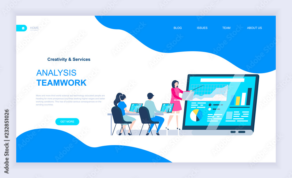Modern flat design concept of Analysis Teamwork with decorated small ...