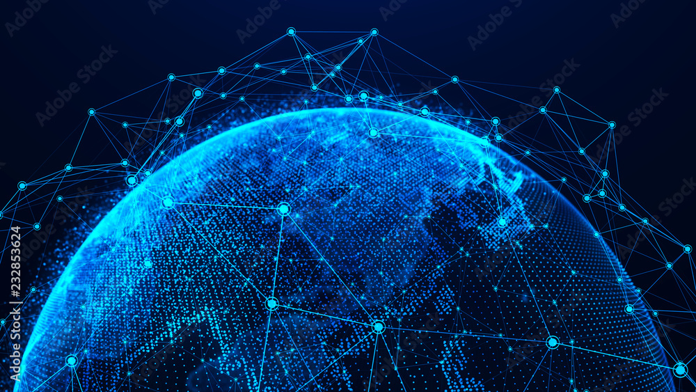 Global network concept. World map point. Global network planet Earth ...
