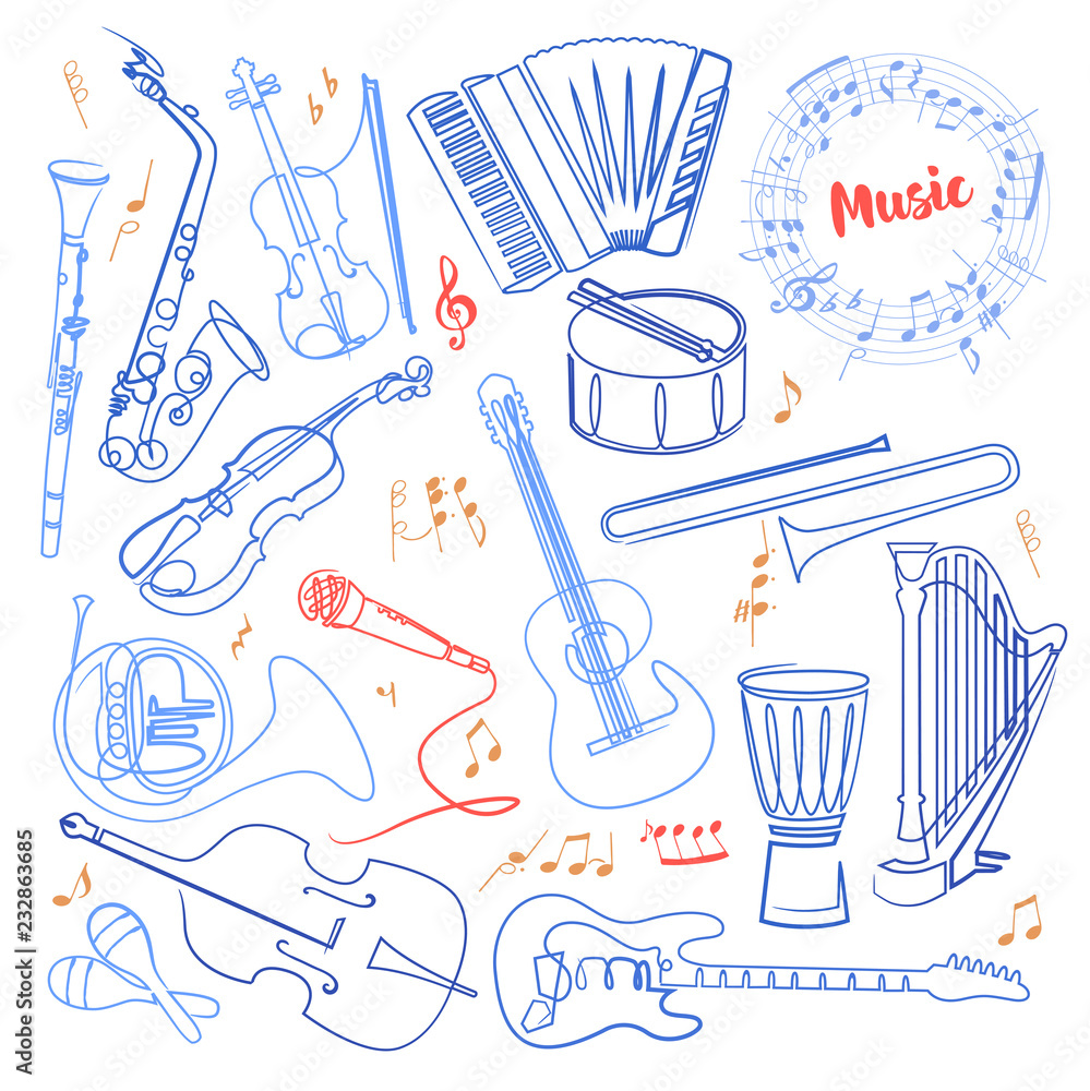 Music Instruments Drawings Coloring