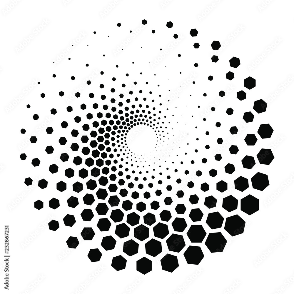 Abstract Black and White Geometric Pattern with Hexagons. Spiral-like ... Abstract Black and White Geometric Pattern with Hexagons. Spiral-like ...