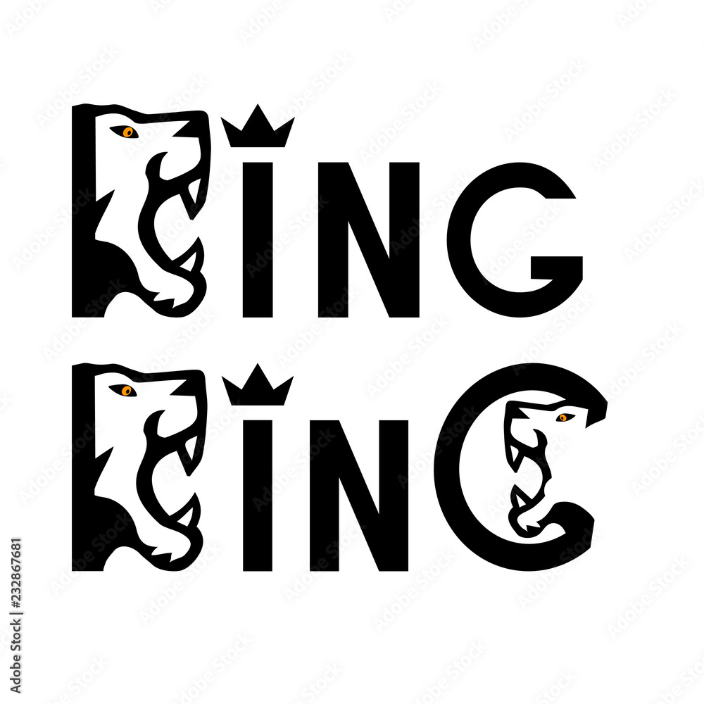 King abstract quote lettering with a lion. Calligraphy inspiration ...