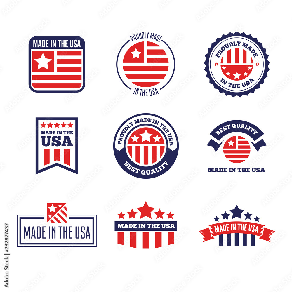 Set of Vector labels, logo, badges and signs made in USA Stock Vector ...
