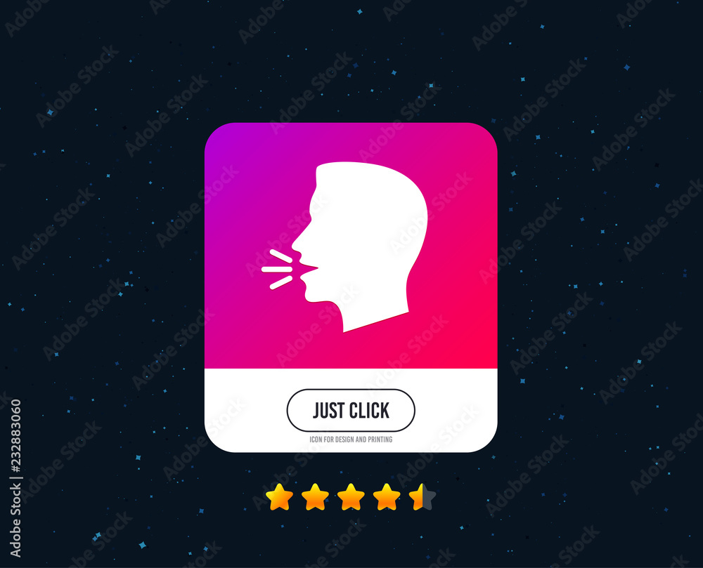 Talk or speak icon. Loud noise symbol. Human talking sign. Web or ...