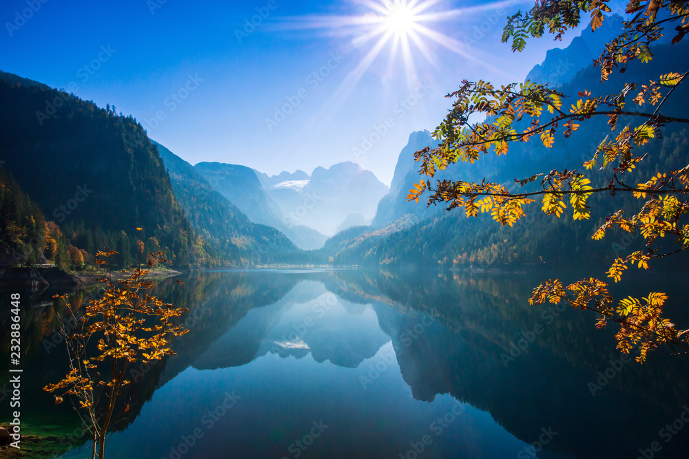 Vorderer Gosausee is one of three lakes in the Gosau Valley in the ...