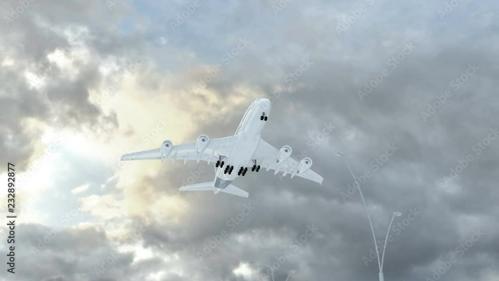 Altai Republic, approach of the aircraft to land in сloudy weather ...